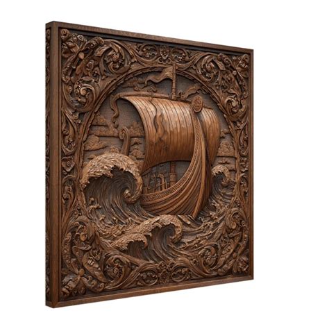 Carved Wood Viking Ship Etsy