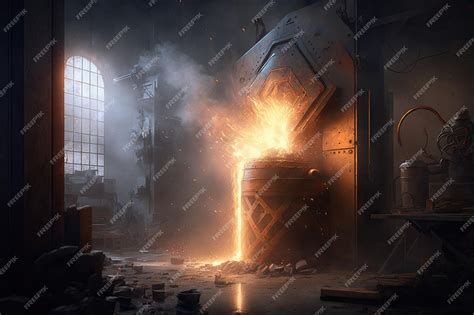 Premium Photo Foundry Workshop With Sparks And Smoke