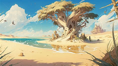 Game Fantasy Tree Background Plant Dream Yellow Background Image And