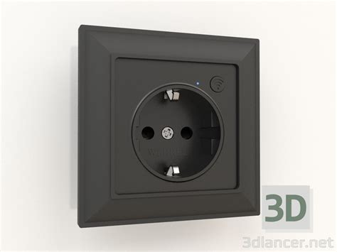 3d Model Smart Recessed Socket With Grounding And Protective Shutters Black Matte 83545