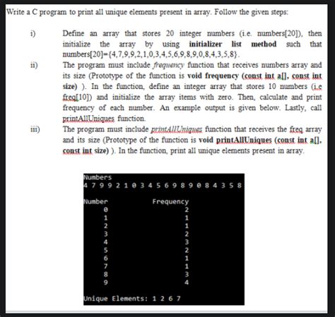 Solved Write A C Program To Print All Unique Elements