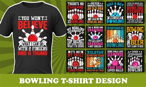 Funny Bowling T‑shirt Design Bundle Behance