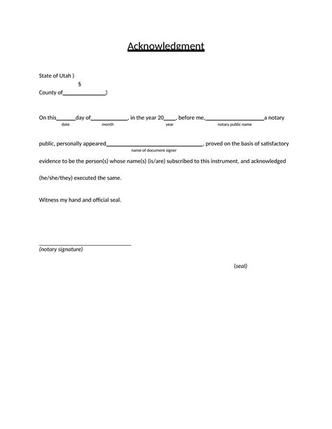 40 Free Notary Acknowledgment Forms Templatespark