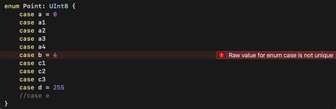 Swift — Enum Uint8 Qanda Error 1 Raw Value For Enum Case Is Not By