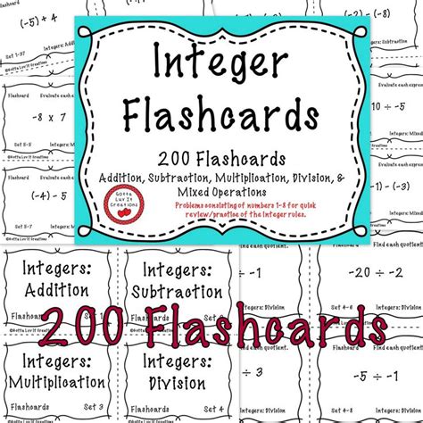 Adding And Subtracting Integers Multiplying And Dividing Integers Flashcards Adding And