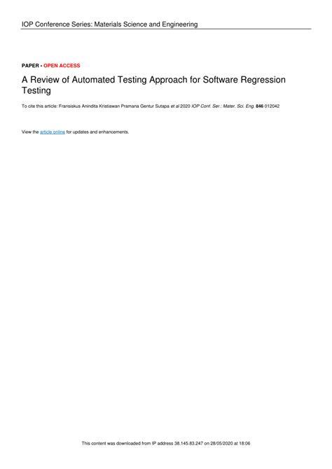 Pdf A Review Of Automated Testing Approach For Software Regression