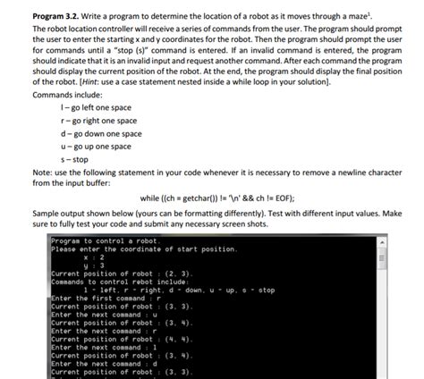 Solved Write A Program To Determine The Location Of A Robot
