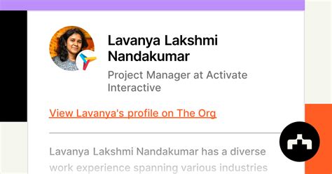 Lavanya Lakshmi Nandakumar Project Manager At Activate Interactive