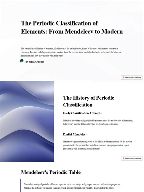 The Periodic Classification Of Elements From Mendeleev To Modern Pdf