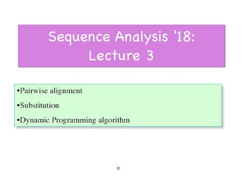 pdf sequence analysis 18 lecture 3 · sequence analysis 18 lecture