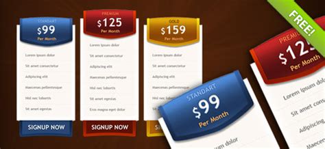 Psd Pricing Boxes Free Psd Download Freeimages