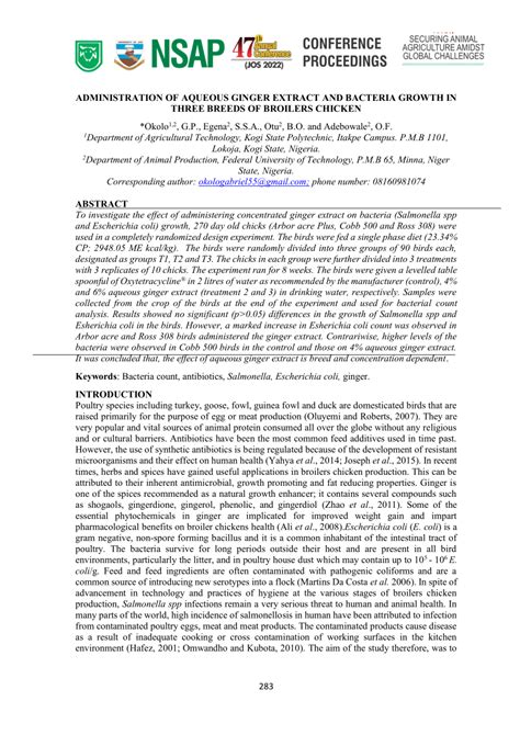 Pdf Administration Of Aqueous Ginger Extract And Bacteria Growth In