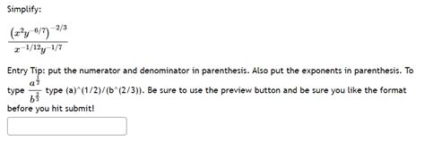 Solved Simplify X2y 67 23x 112y 17Entry Tip Put The Chegg Com