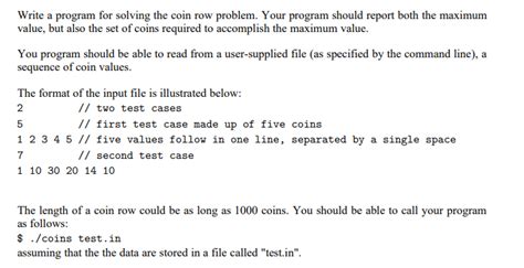 Solved Write A Program For Solving The Coin Row Problem