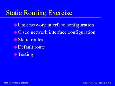 Static Routing Exercise U Unix Network Interface Configuration