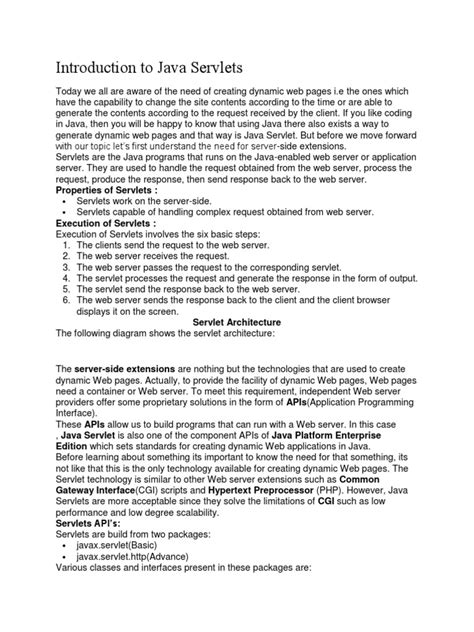 Java Servlets Quick Notes Pdf Java Servlet Dynamic Web Page
