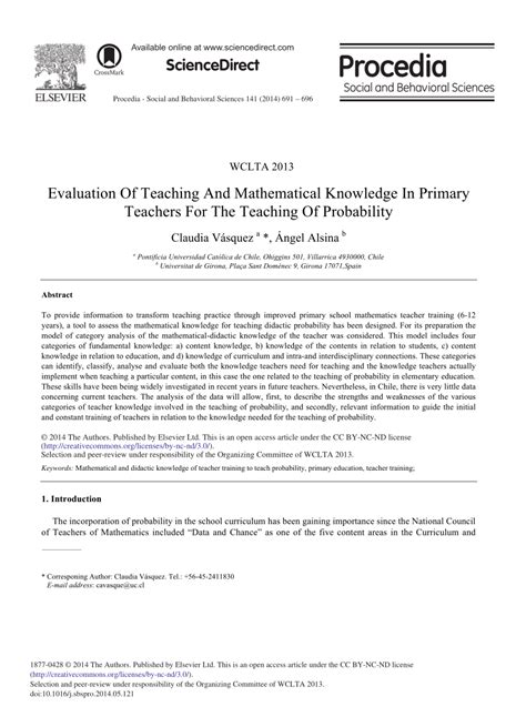 Pdf Evaluation Of Teaching And Mathematical Knowledge In Primary