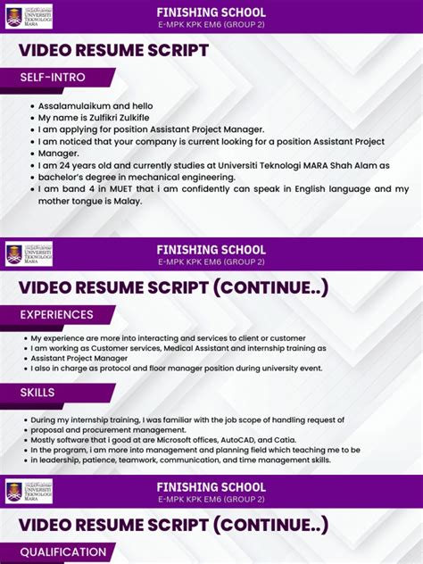 Group 2 Video Resume Script Pdf