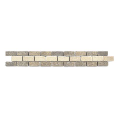 2x12 Italian Noce Chiaro Antiqued Travertine Mosaic Border Tile Tilesnthings Online Tile