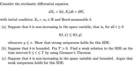 solved consider the stochastic differential