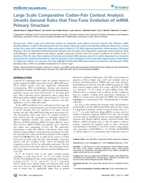 Pdf Large Scale Comparative Codon Pair Context Analysis Unveils General Rules That Fine Tune