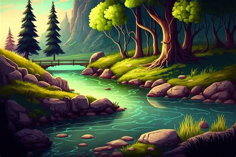 Premium Ai Image Framework For Video Games And Handheld Software A River And Bank Appear In A