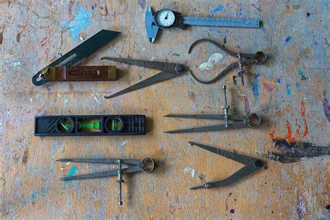 Selection Of Measuring Instruments Used In A School Art And Design