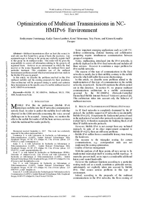 pdf optimization of multicast transmissions in nc hmipv6 environment