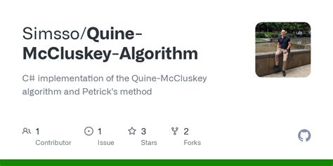 GitHub Simsso Quine McCluskey Algorithm C Implementation Of The Quine McCluskey Algorithm