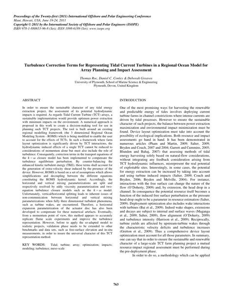 Pdf Turbulence Correction Terms For Representing Tidal Current Turbines In A Regional Ocean