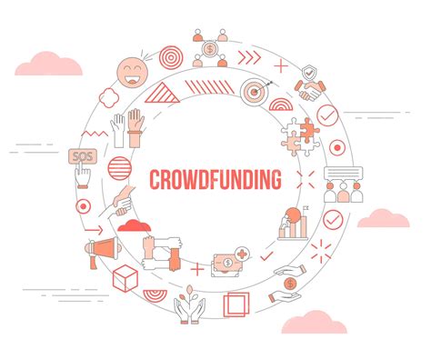 Premium Vector Crowdfunding Concept With Icon Set Template Banner And Circle Round Shape