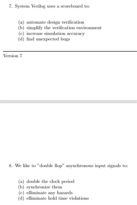 Solved 7 System Verilog Uses A Scoreboard To A Automate