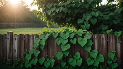 Morning Glory Vines Twining Around An Old Wooden Fence Premium Ai