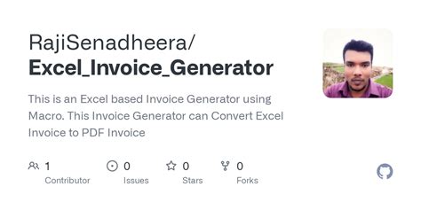 GitHub RajiSenadheera Excel Invoice Generator This Is An Excel Based Invoice Generator Using