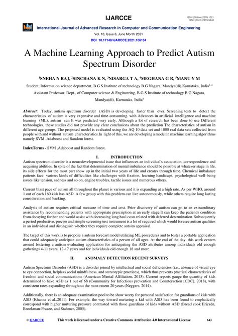Pdf A Machine Learning Approach To Predict Autism Spectrum Disorder