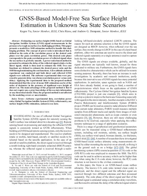 Pdf Gnss Based Model Free Sea Surface Height Estimation In Unknown