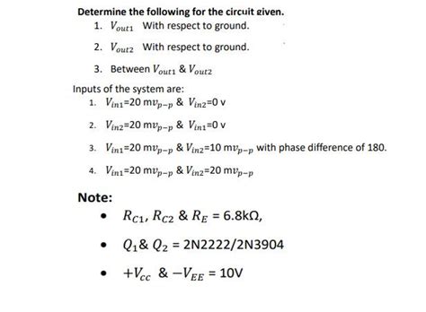 solved determine the following for the circuit given 1