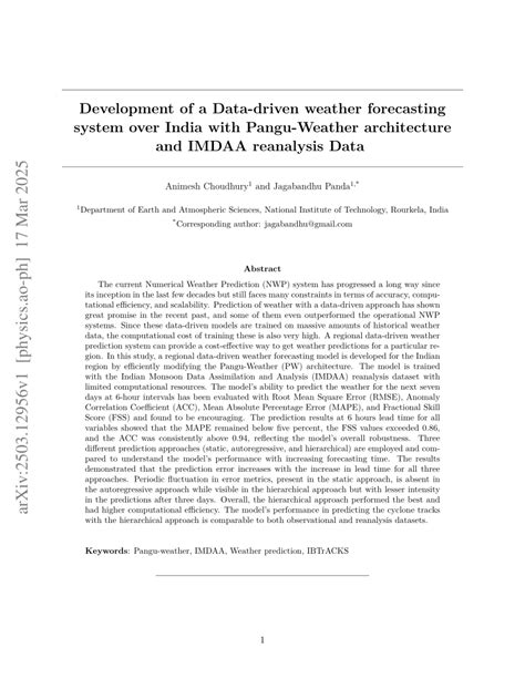 Pdf Development Of A Data Driven Weather Forecasting System Over