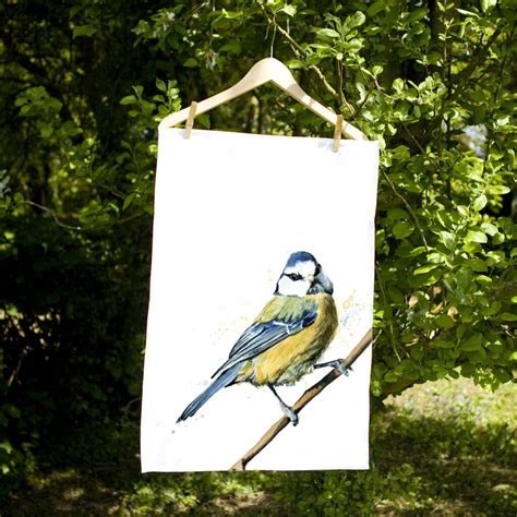 Inky Blue Tit Tea Towel By Kate Moby