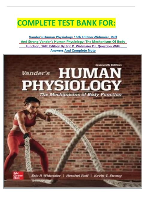 Complete Test Bank For Vanders Human Physiology 16th Edition Widmaier