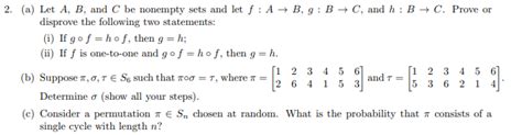 solved 2 a let a b and c be nonempty sets and let f a