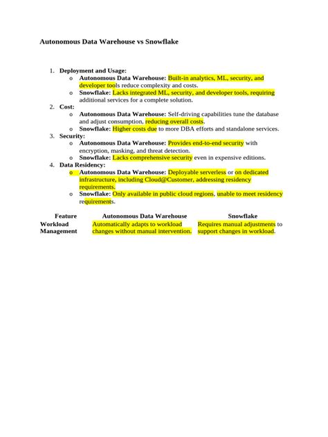 Autonomous Data Warehouse Vs Snowflake Pdf