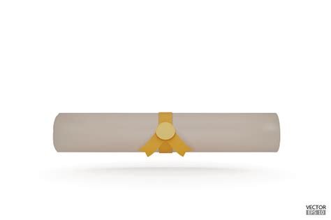 졸업장 흰색 배경에 격리된 노란색 리본이 있는 종이 두루마리를 닫습니다 졸업 학위 메달과 함께 스크롤 교육 증명서 졸업 스크롤