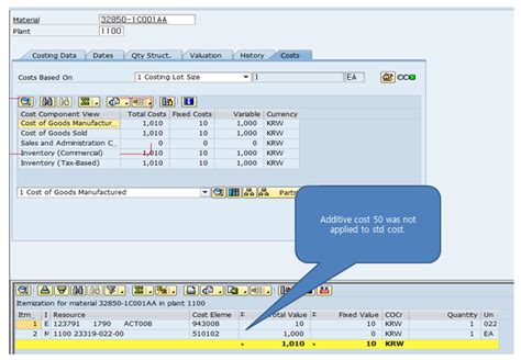 Solved Additive Costs In Sap Sap Community