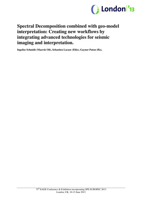 Pdf Spectral Decomposition And Geomodel Interpretation Combining