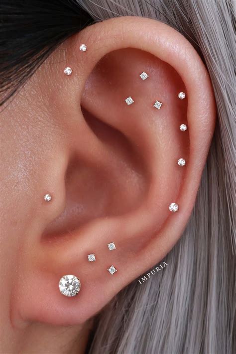Cartilage Earrings Flat Back Studs Piercing Hoops Impuria Jewelry
