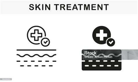 건강한 아름다움 깨끗한 피부 픽토그램 피부 건강 검사 기호 모음입니다 메디컬 스킨 트리트먼트 라인과 실루엣 블랙 아이콘 세트 피부과 건강 관리 치료 격리된 벡터 그림 주름에
