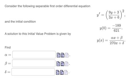 Solved Consider The Following Separable First Order
