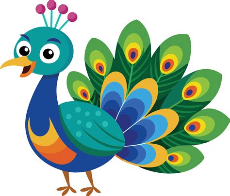 Cute Beautiful Cartoon Peacock Illustration Art 48399152 Vector Art At Vecteezy
