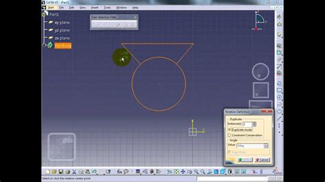 catia v5 sketcher operation mirror rotate youtube